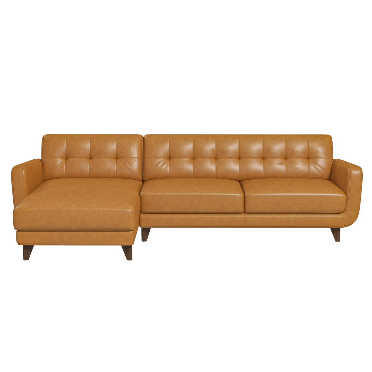 Allison Left-Facing Tan Leather Sectional Sofa — ashcroftfurniture.com