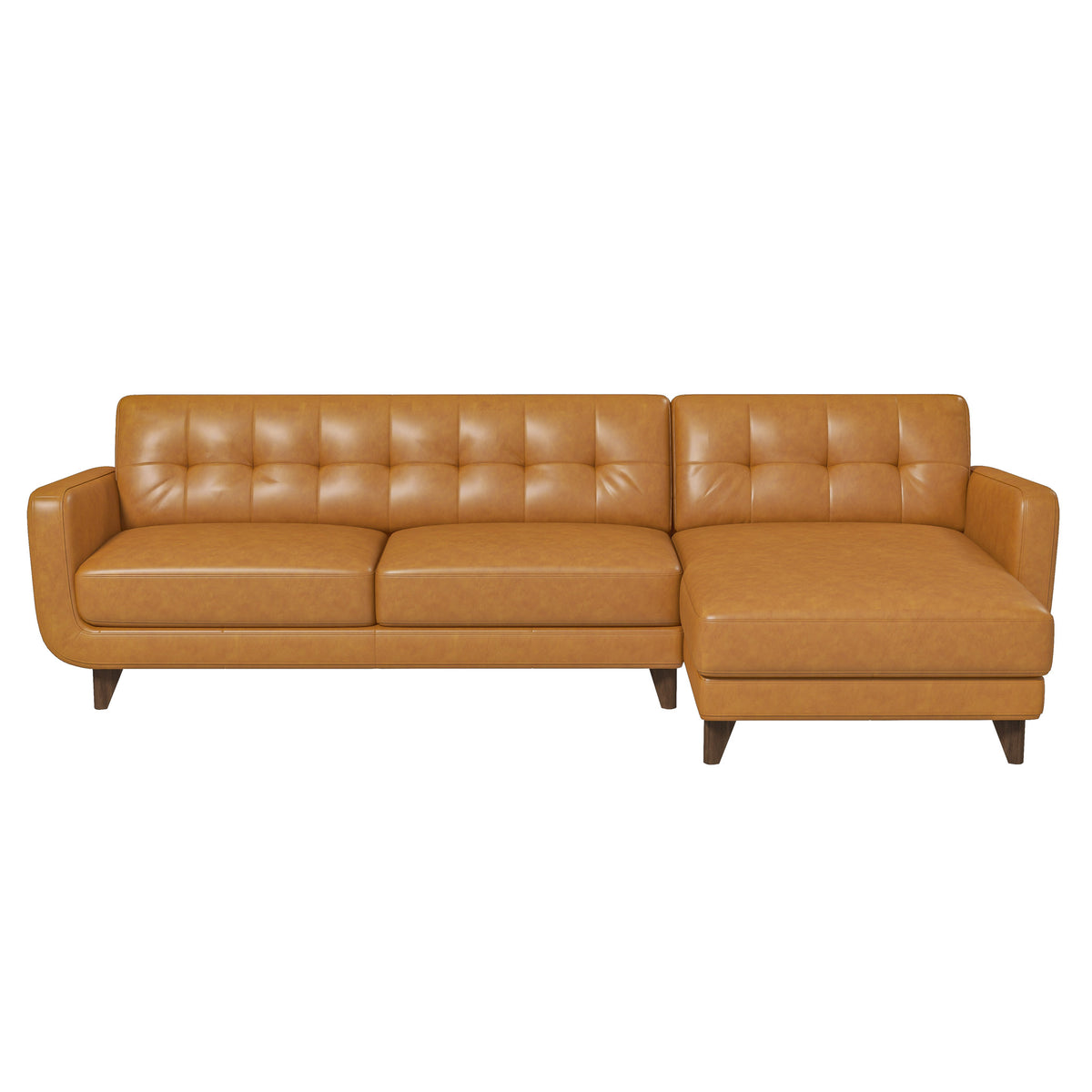 Allison Right-Facing Tan Leather Sectional Sofa — ashcroftfurniture.com