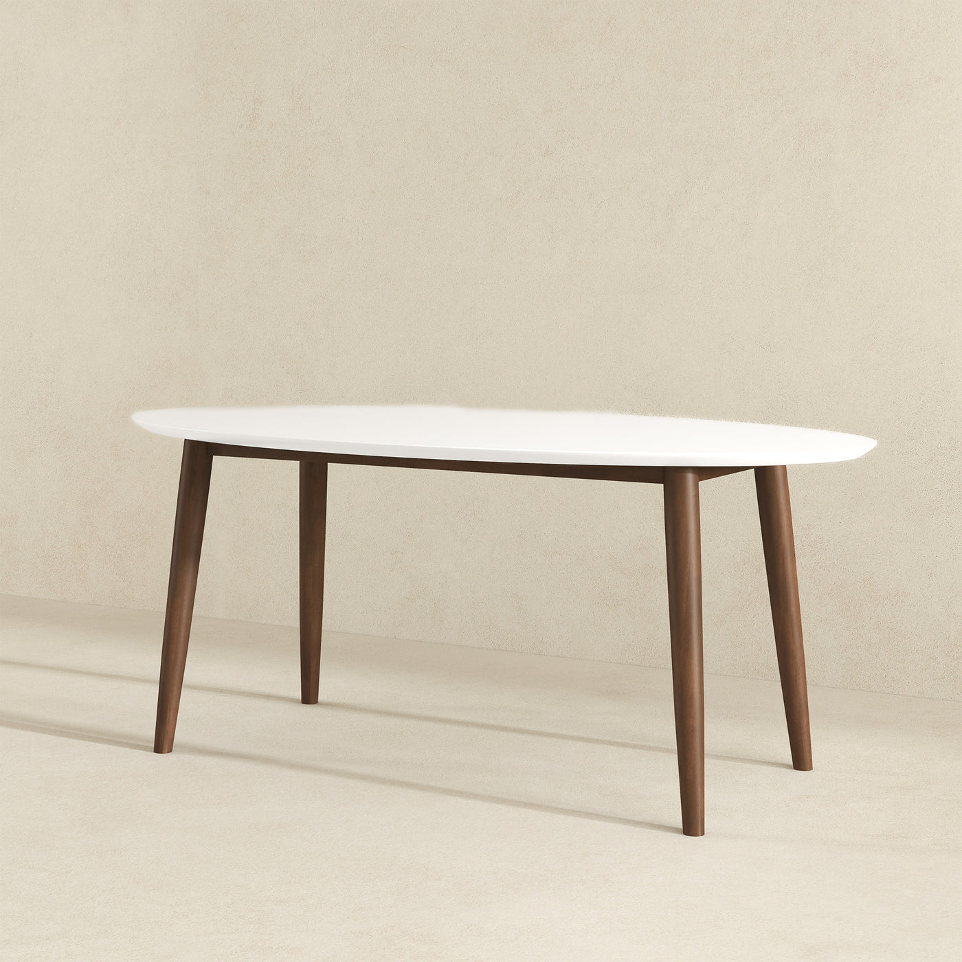 Ada Mid Century Modern Style Solid Wood White Top Oval Dining Table ...