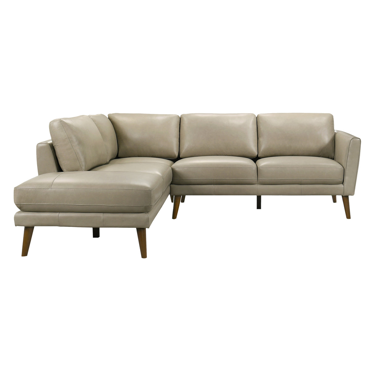 Benson Beige Leather Sectional Sofa Left Facing Chaise | Ashcroft ...