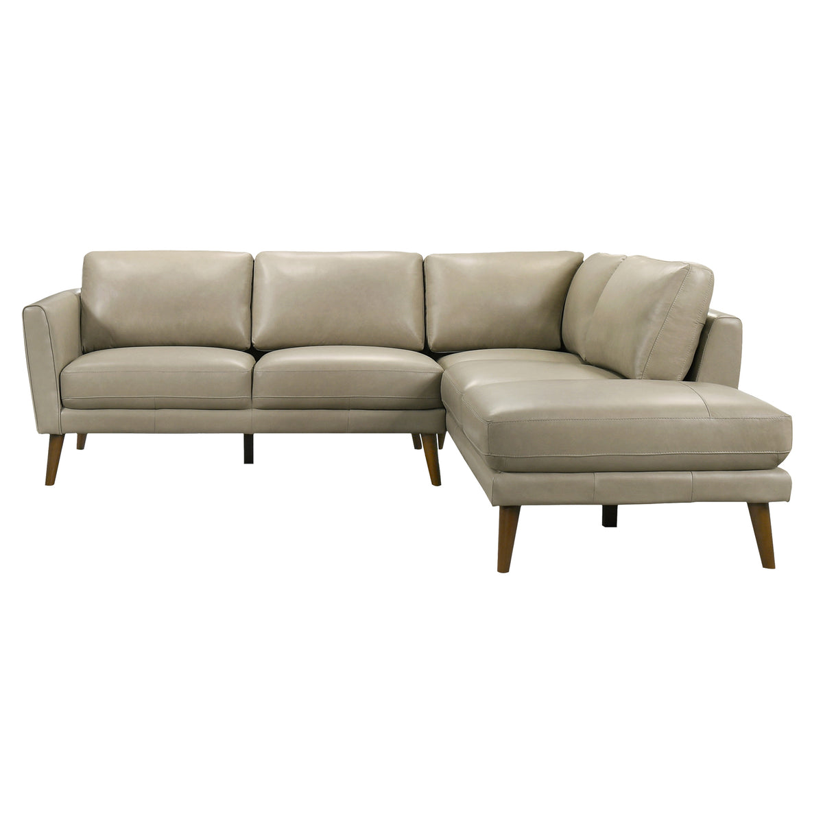 Benson Beige Leather Sectional Sofa Right Facing Chaise | Ashcroft ...