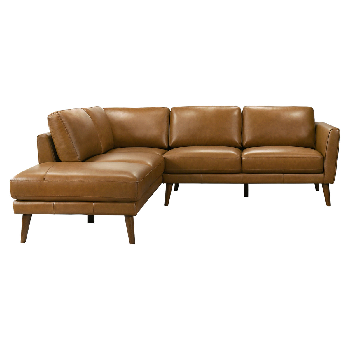 Benson Tan Leather Sectional Sofa Left Facing Chaise ...