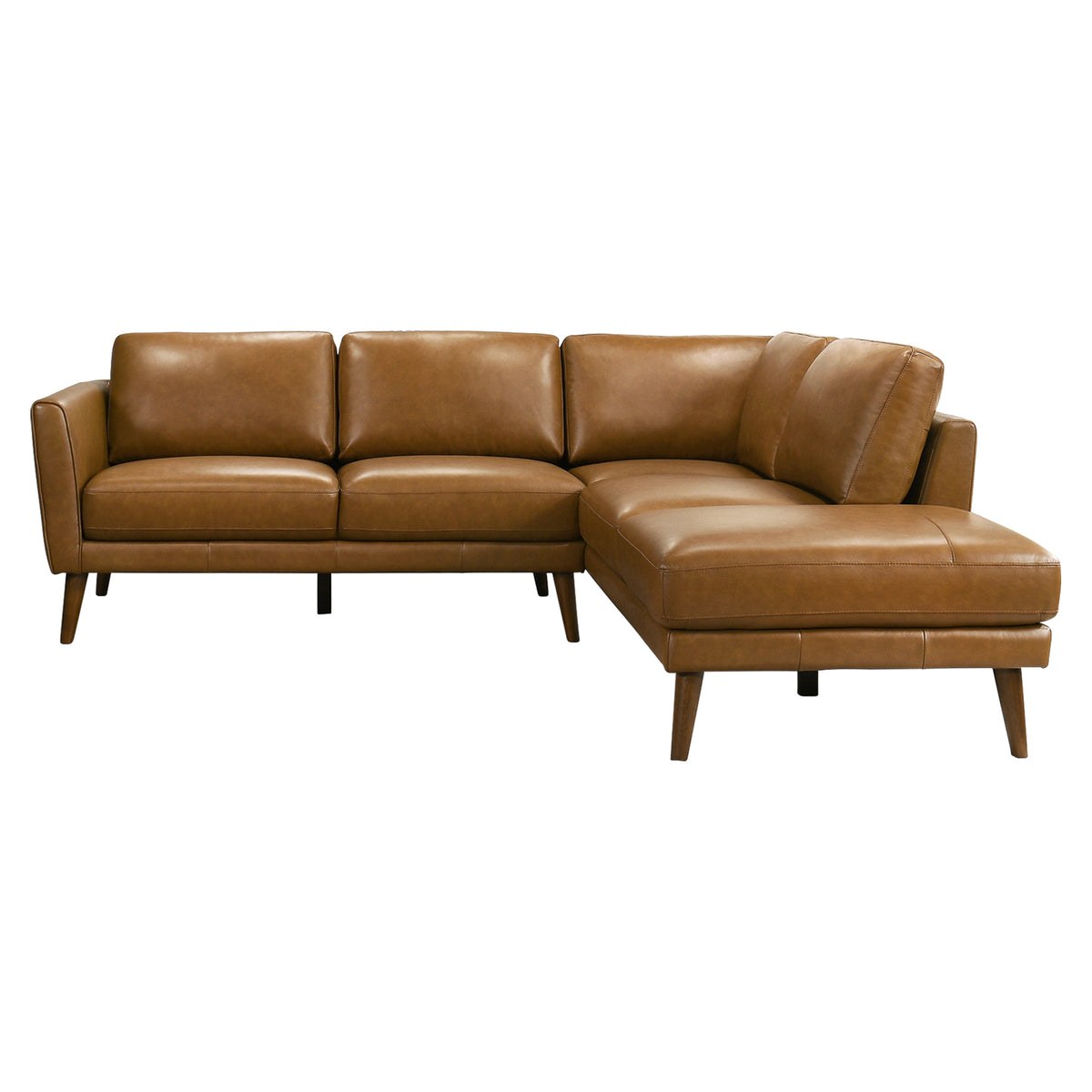 Benson Tan Leather Sectional Sofa Right Facing Chaise | Ashcroft ...
