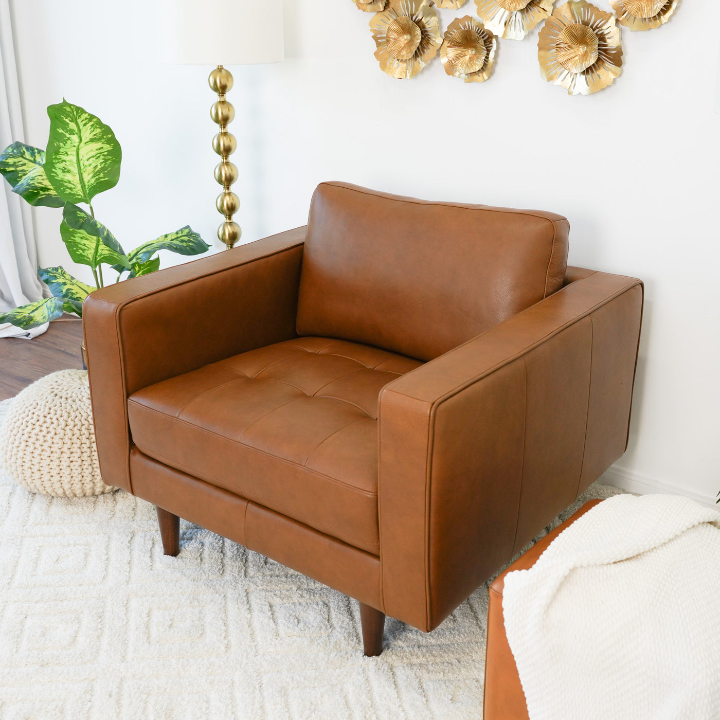 Catherine Leather Lounge Chair (Tan Leather) — ashcroftfurniture.com