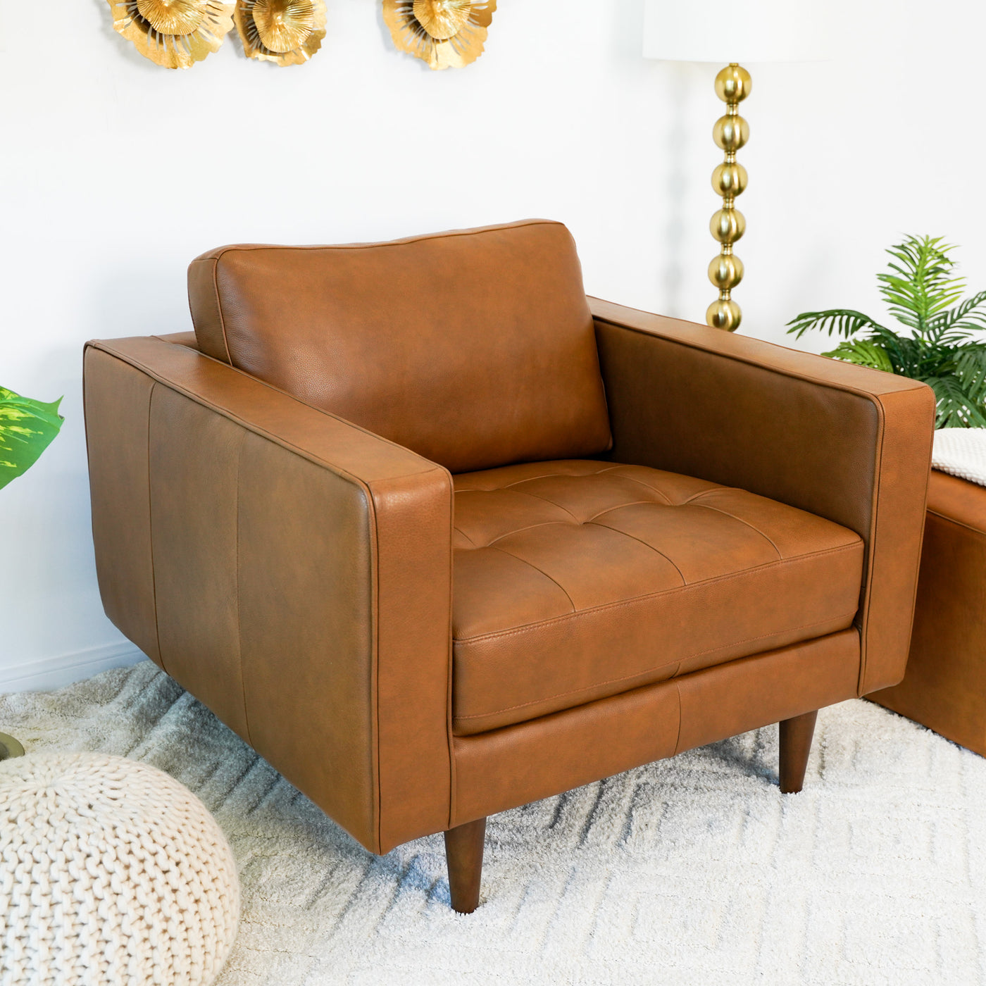 Catherine Leather Lounge Chair (Tan Leather) — ashcroftfurniture.com