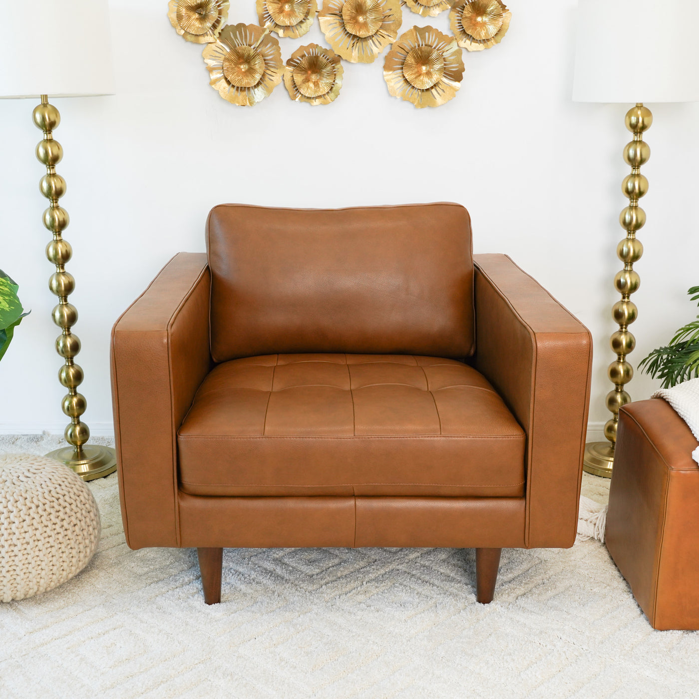Catherine Leather Lounge Chair (Tan Leather) — ashcroftfurniture.com