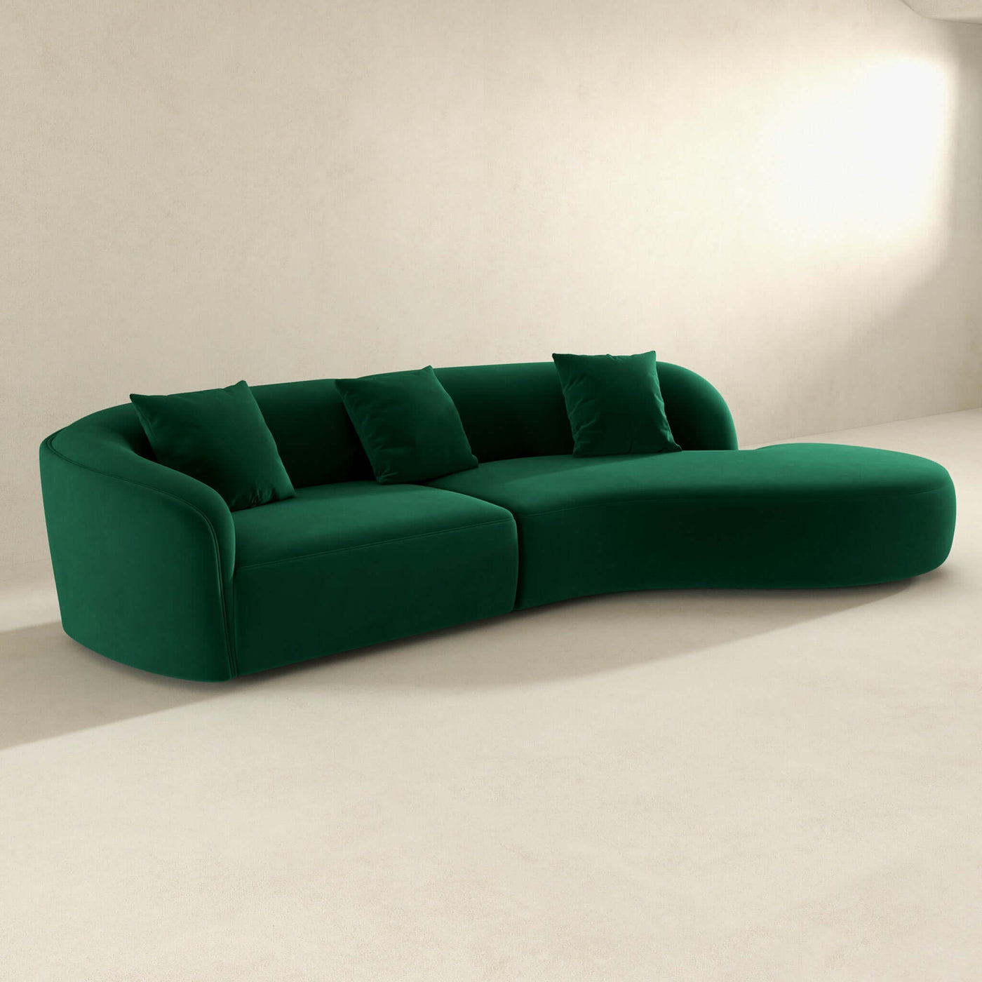 Elijah Dark Green Japandi Style Curvy Sectional Sofa 126" — ashcroftfurniture.com