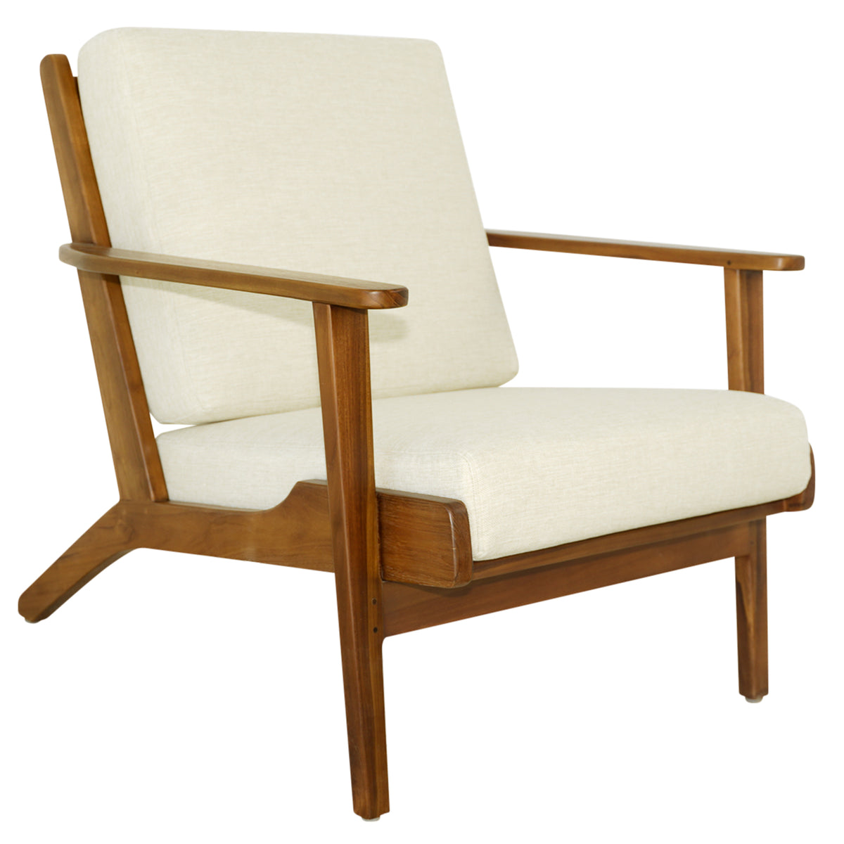 Connor Solid Wood Linen Lounge Chair - Cream — ashcroftfurniture.com