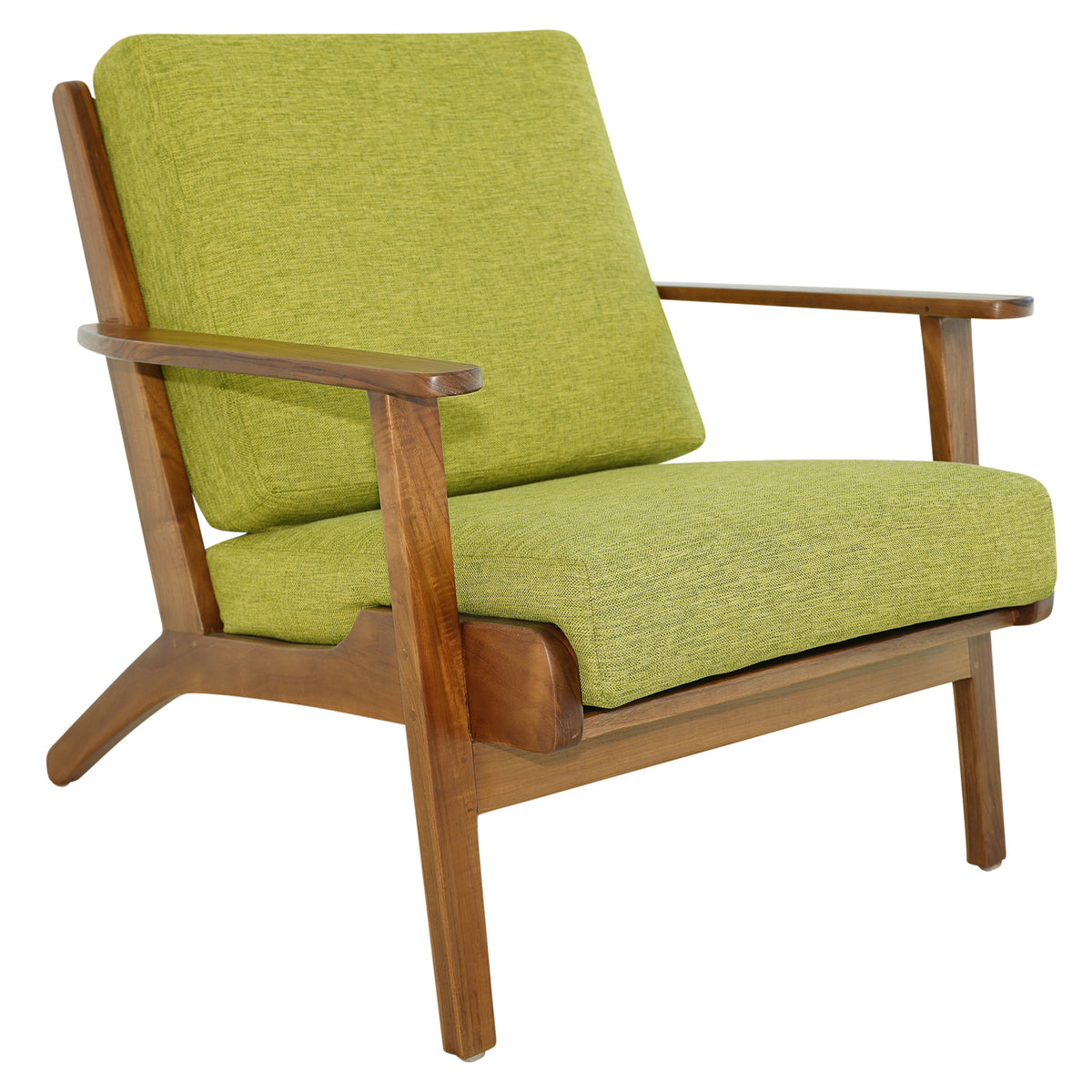 Connor Solid Wood Linen Lounge Chair - Pistachio Green ...
