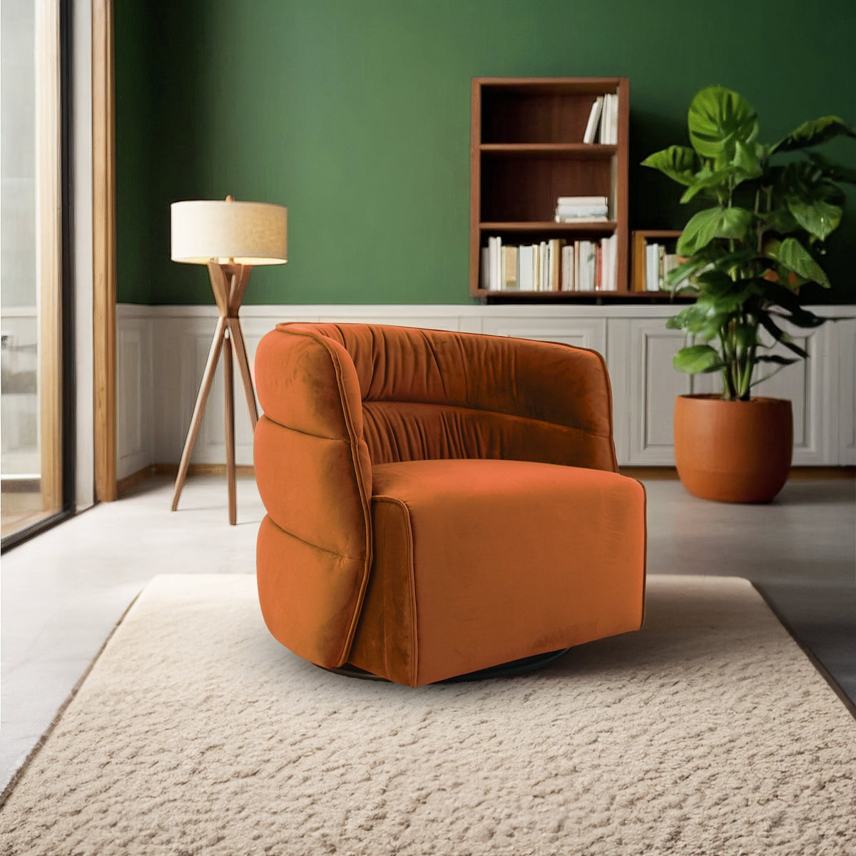 Walden Swivel Chair - Burnt Orange Velvet | Ashcroft ...