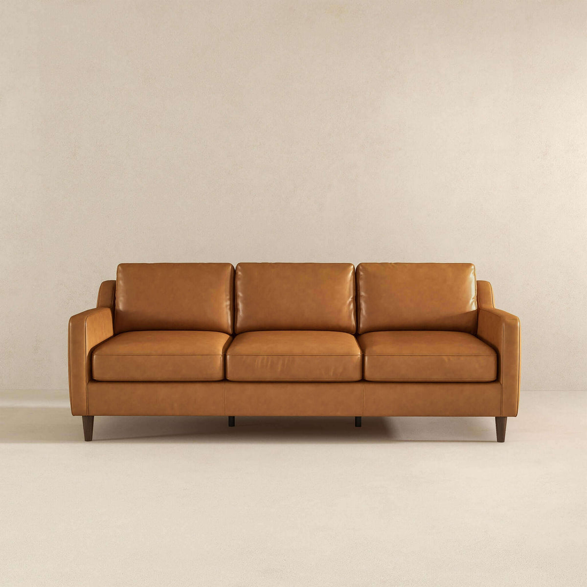 Cooper Mid Century Modern Tan Leather Sofa — ashcroftfurniture.com