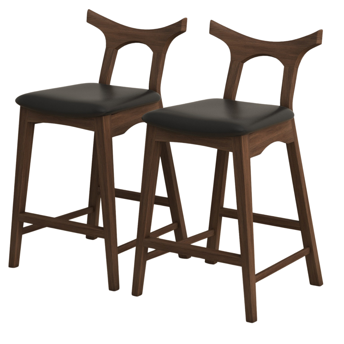 Hester Solid Wood Vegan Leather Upholstered Square Counter Chair ...
