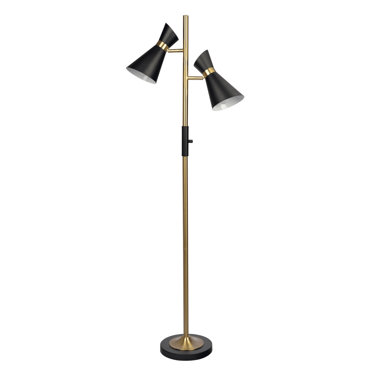 Axis Brassed Gold Floor Lamp with 4-Way Switch Double Spots with Metal ...