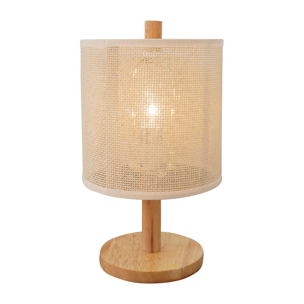 Levio Table Lamp, Natural Oak Wooden Base with Linen Shade ...
